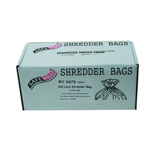 Safewrap Shredder Bag 250 Litre (Pack of 50) RY0474 - RY19901 - E B Erskine